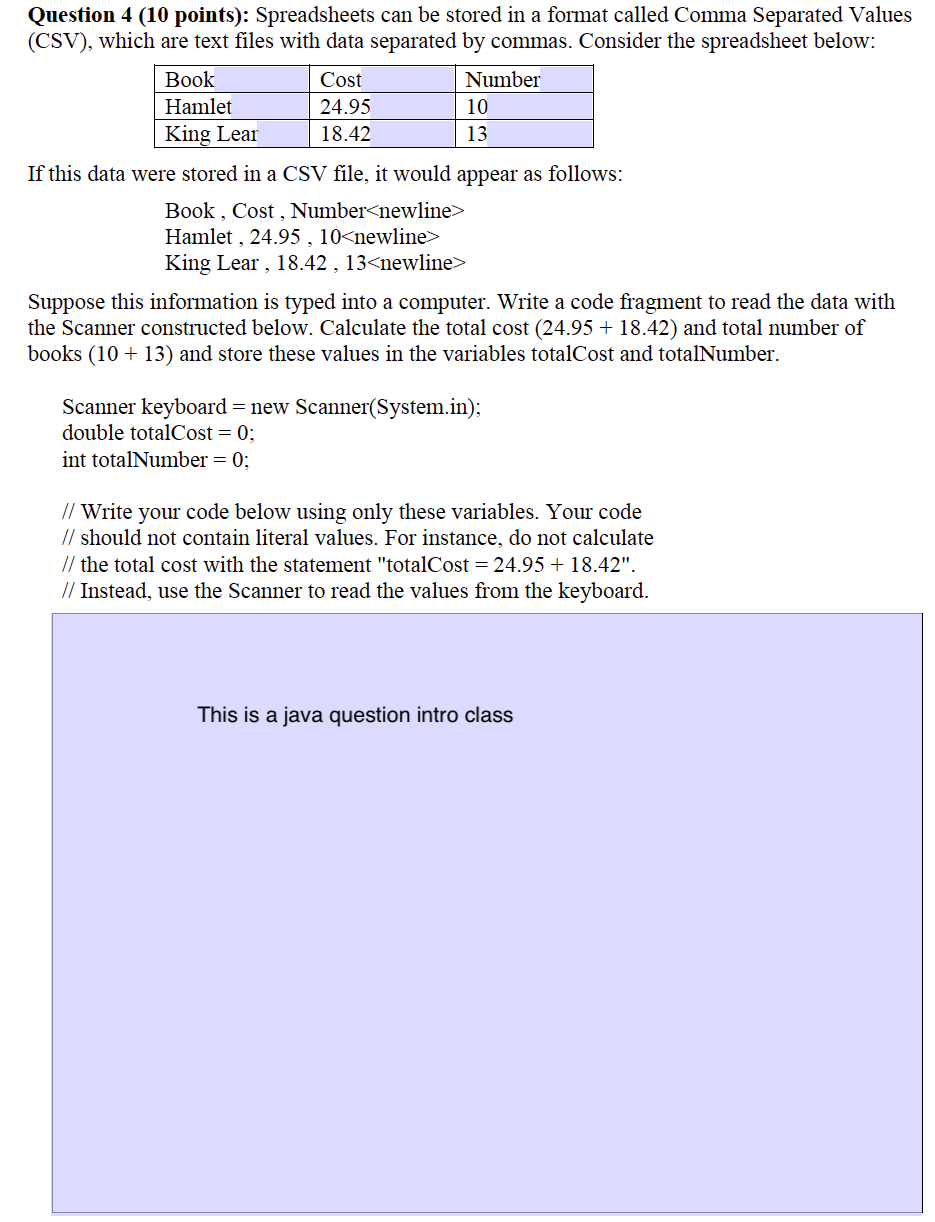 Solved Question 4 (10 points): Spreadsheets can be stored in | Chegg.com