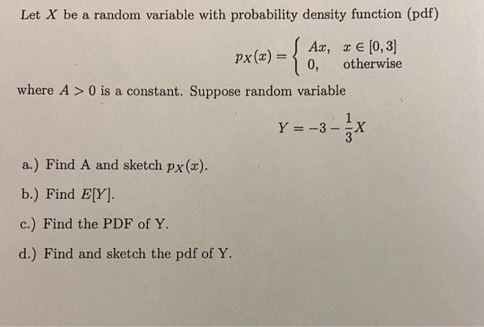 Solved Let X be a random variable with probability density | Chegg.com