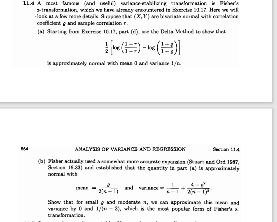 11.4 A most famous (and useful) variance-stabilizing | Chegg.com
