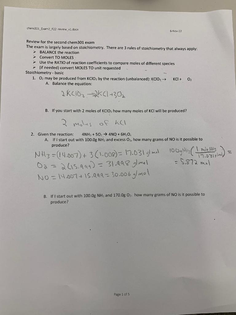 Solved Review for the second chem 301 exam The exam is | Chegg.com