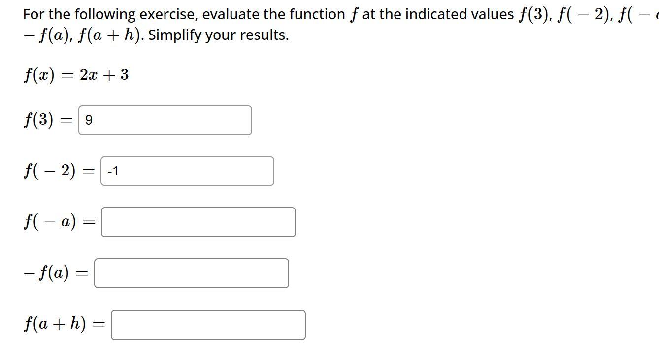Solved For the following exercise, evaluate the function f | Chegg.com