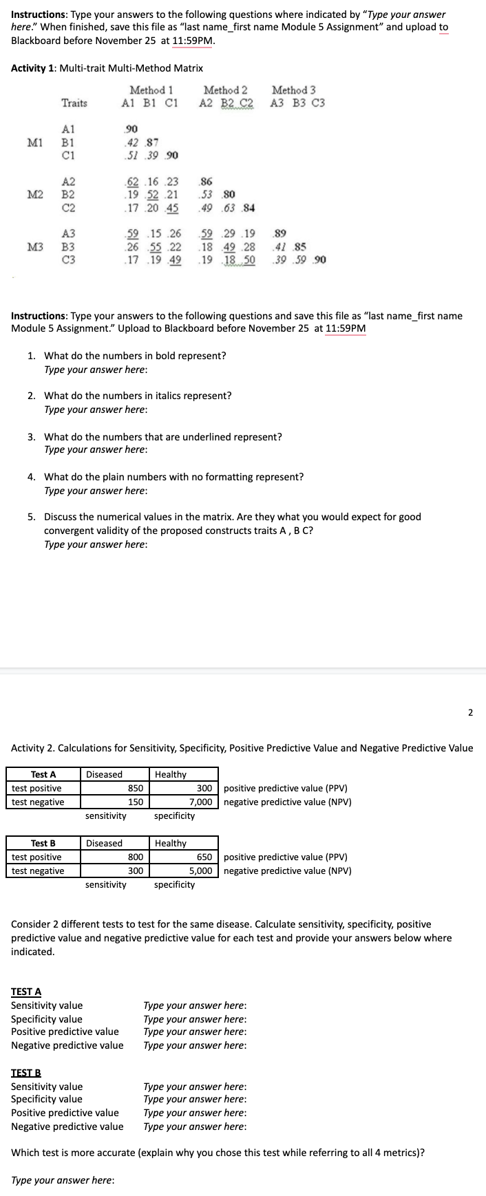 Multi-Trait Multi-Method matrix question, followed | Chegg.com