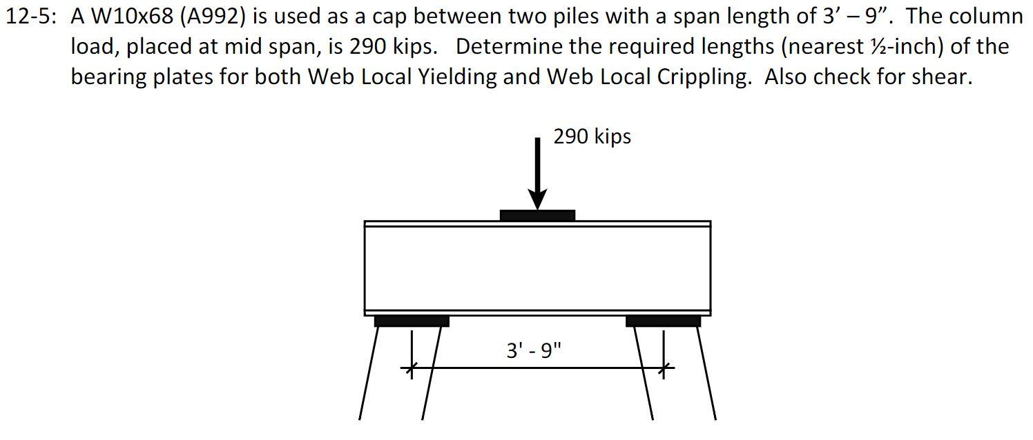 Solved 12-5: A W10x68 (A992) is used as a cap between two | Chegg.com
