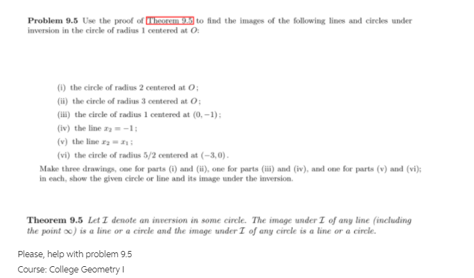 Solved Problem 9.5 Use the proof of Theorem 9.5 to find the | Chegg.com