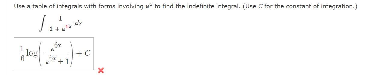 Solved Use a table of integrals with forms involving eu to | Chegg.com