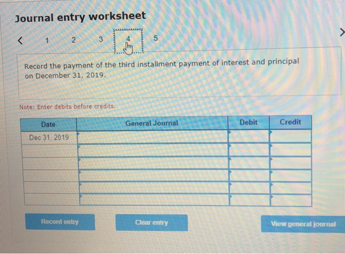 Solved Exercise 14-11 Installment note entries LO C1 On | Chegg.com