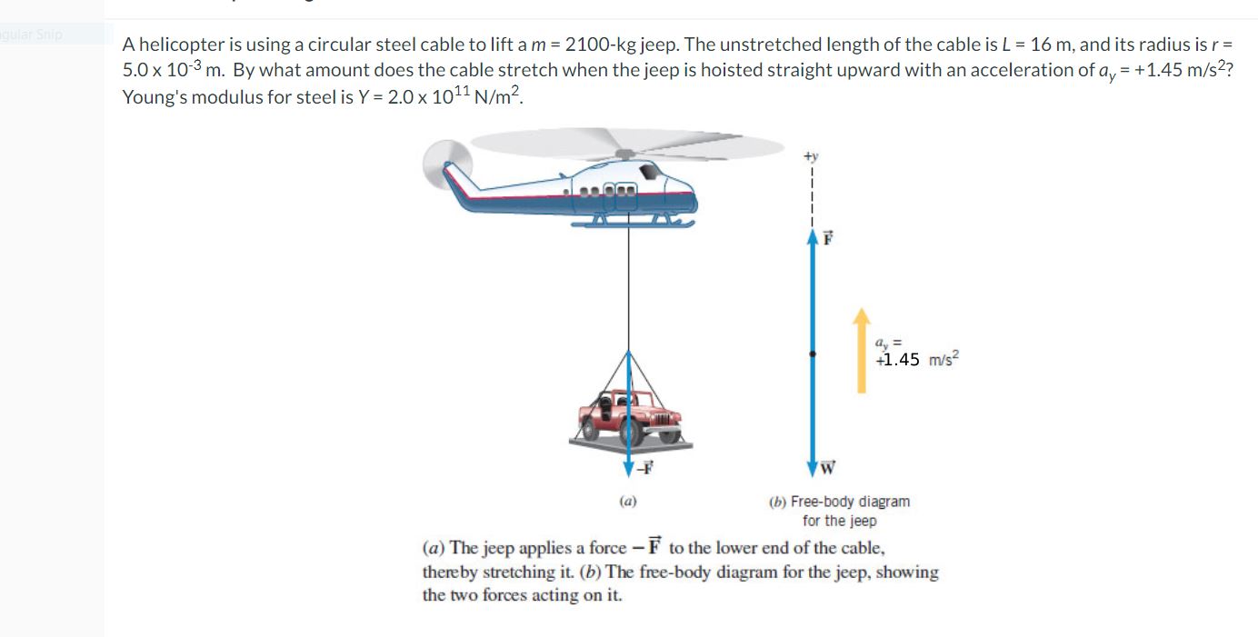 Solved A helicopter is using a circular steel cable to lift | Chegg.com