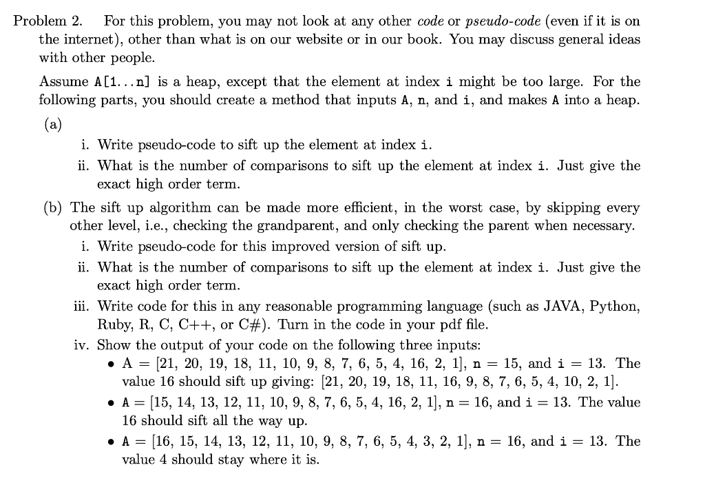 Solved Problem 2. For this problem, you may not look at any | Chegg.com