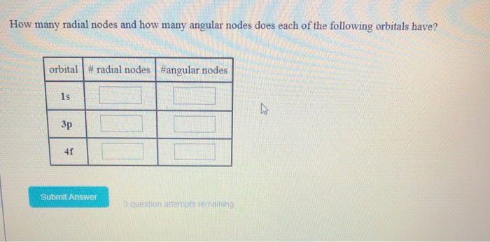 Solved How many radial nodes and how many angular nodes does | Chegg.com