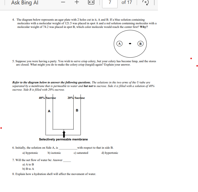 Solved Ask Bing Al 4. The diagram below represents an agar | Chegg.com