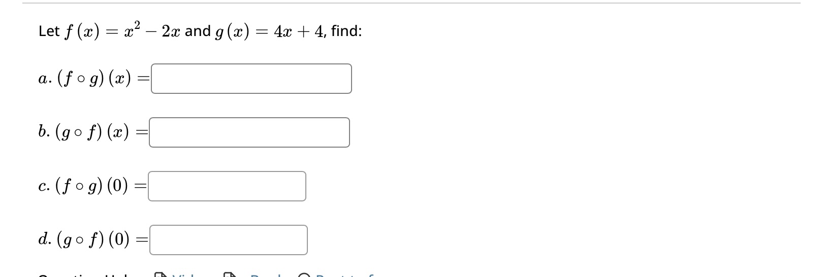 Solved Let f(x)=x2-2x ﻿and g(x)=4x+4, | Chegg.com