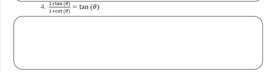 Solved 1+cot(θ)1+tan(θ)=tan(θ) | Chegg.com