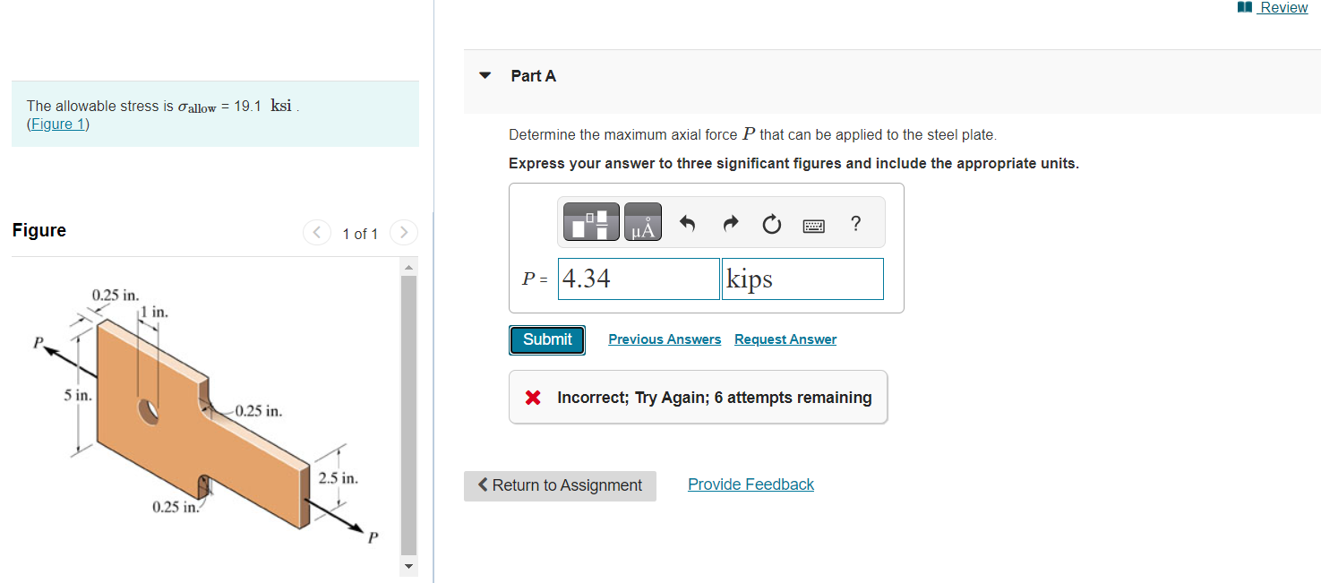 Solved The allowable stress is σallow =19.1ksi. (Figure 1) | Chegg.com
