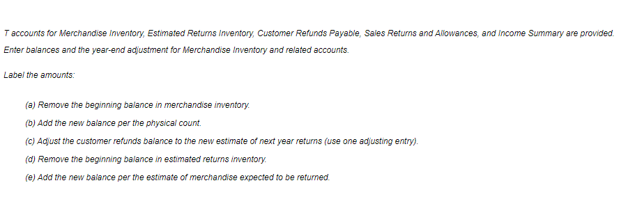 Solved Adjustment for Merchandise Inventory Using T | Chegg.com