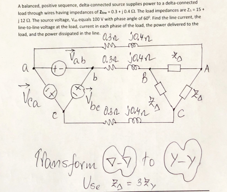 Solved A balanced, positive sequence, delta-connected source | Chegg.com