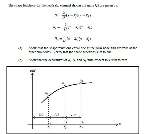 Solved The shape functions for the quadratic element shown | Chegg.com