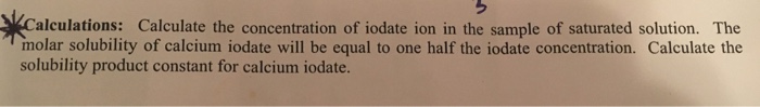 determine ksp for ca(io3)2 (all the instructions in | Chegg.com