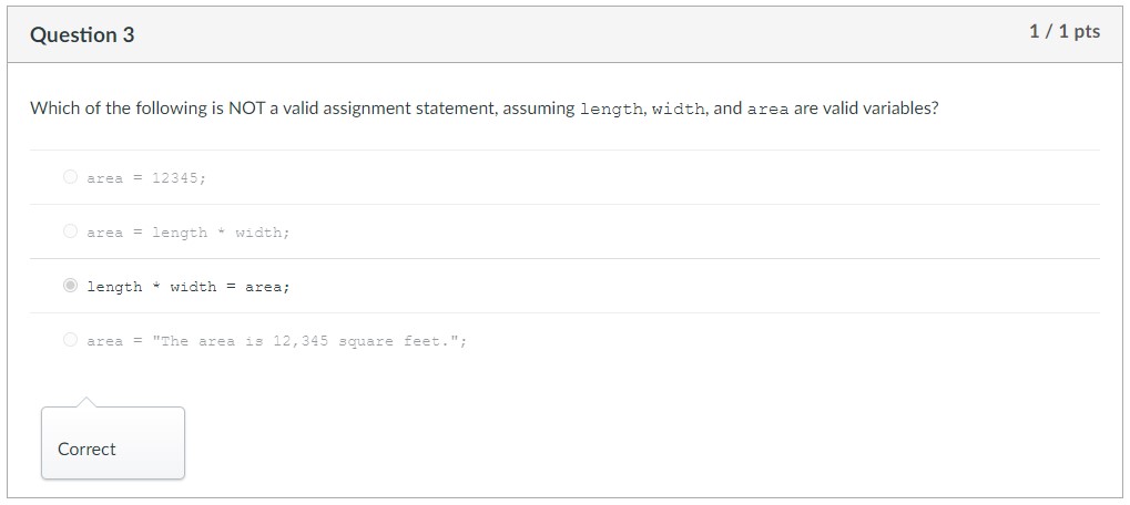 Solved Which of the following is NOT a valid assignment | Chegg.com