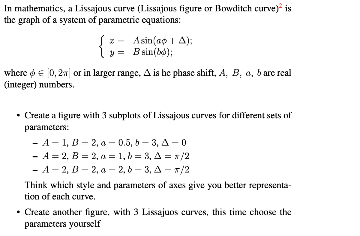 Solved In mathematics, a Lissajous curve (Lissajous figure | Chegg.com