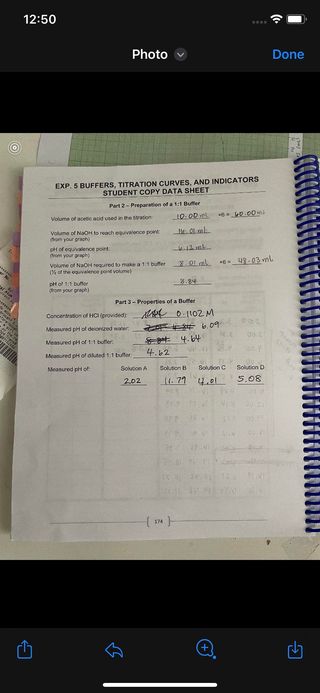 Solved A student prepared a 1:1 ﻿buffer, for which | Chegg.com