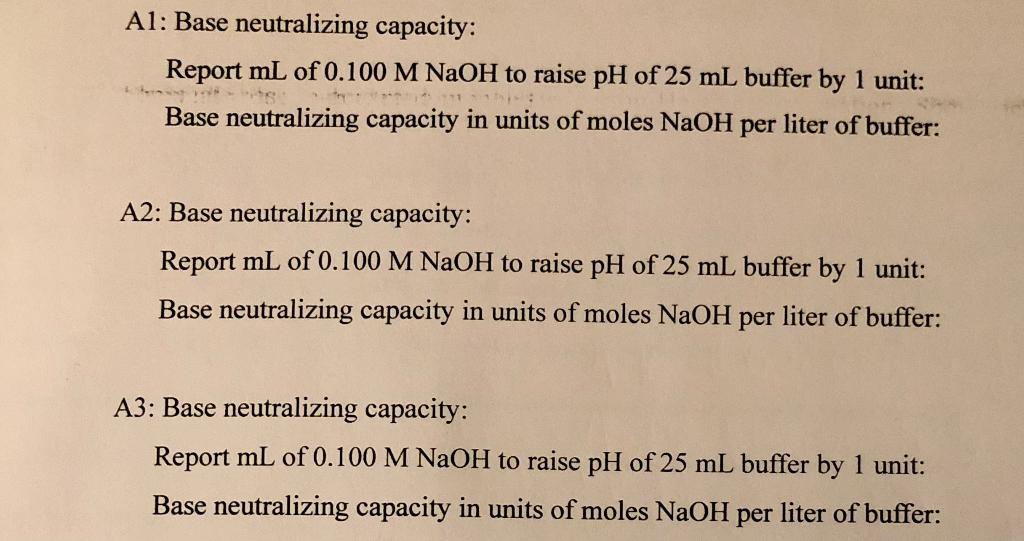 Solved Al: Base neutralizing capacity: Report mL of 0.100 M | Chegg.com