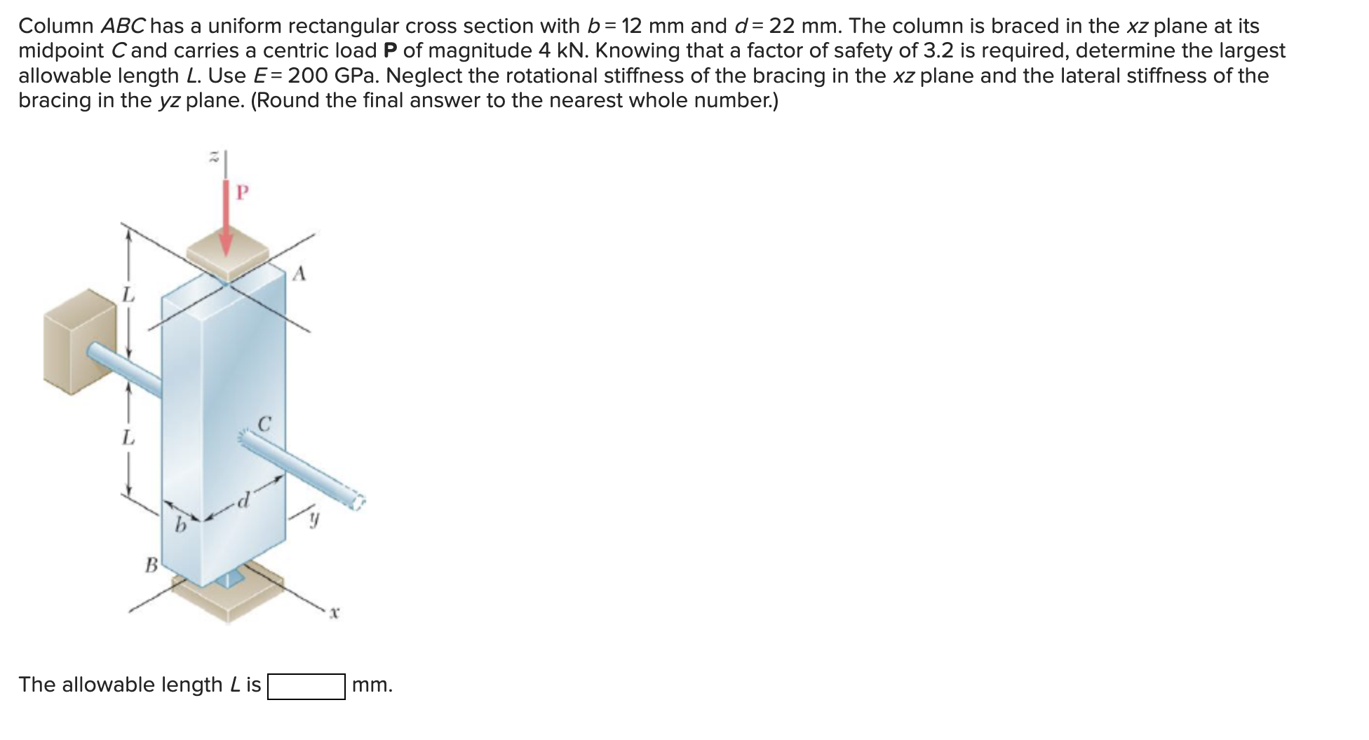 Solved Column ABC has a uniform rectangular cross section | Chegg.com