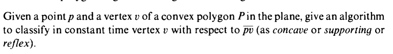 Solved Given a point p and a vertex v of a convex polygon | Chegg.com