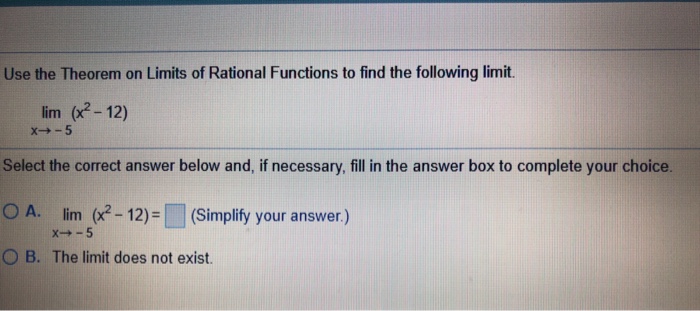 Solved The notation lim fx) is read Choose the correct | Chegg.com