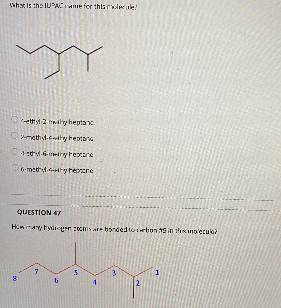 Solved What is the IUPAC name for this molecule? | Chegg.com