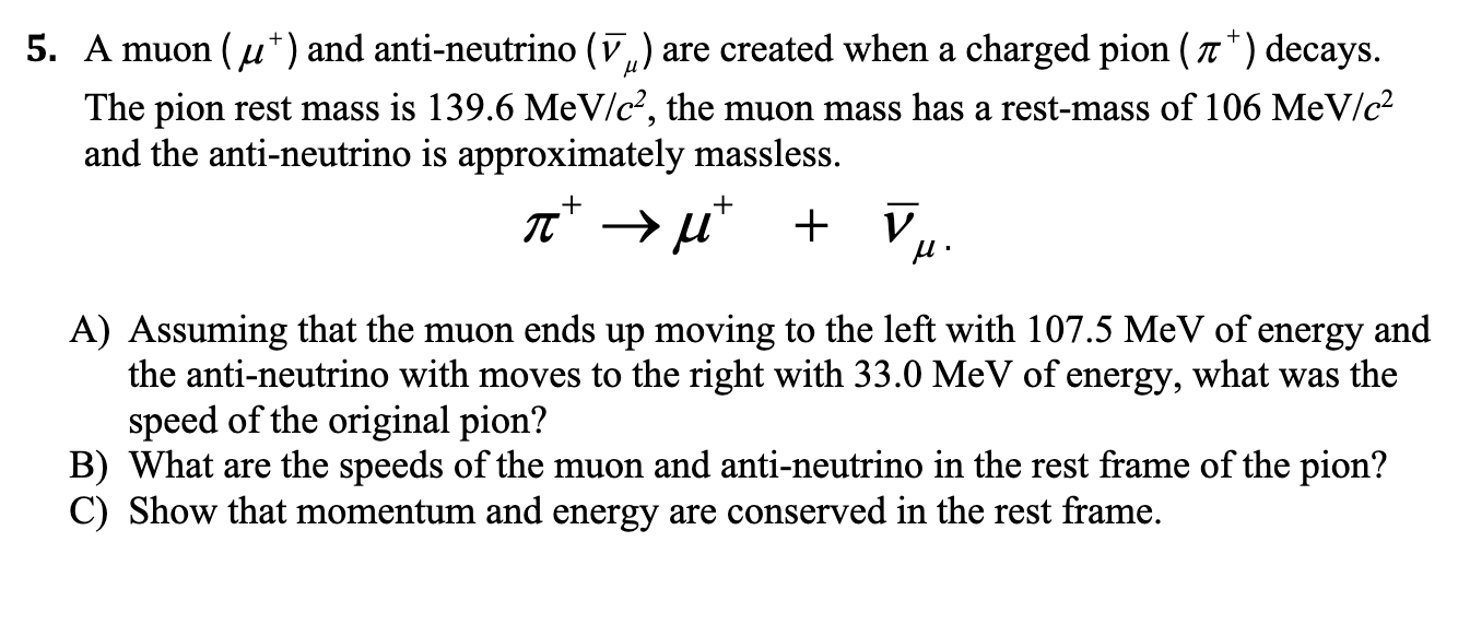 A muon (μ+)and anti-neutrino (vˉμ) are created when a | Chegg.com
