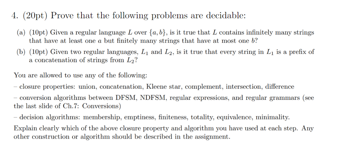 Solved 4. (20pt) ﻿Prove that the following problems are | Chegg.com