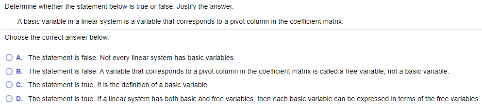 Solved Determine whether the statement below is true or | Chegg.com
