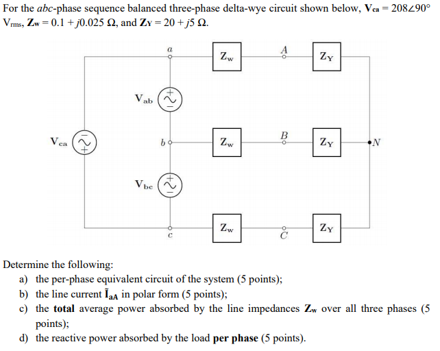 Solved For the abc-phase sequence balanced three-phase | Chegg.com