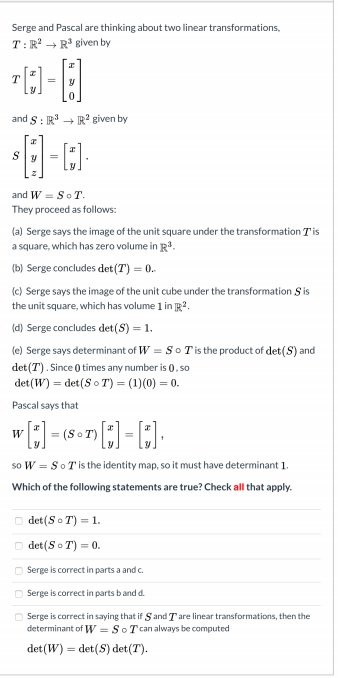 Solved Serge and Pascal are thinking about two linear | Chegg.com