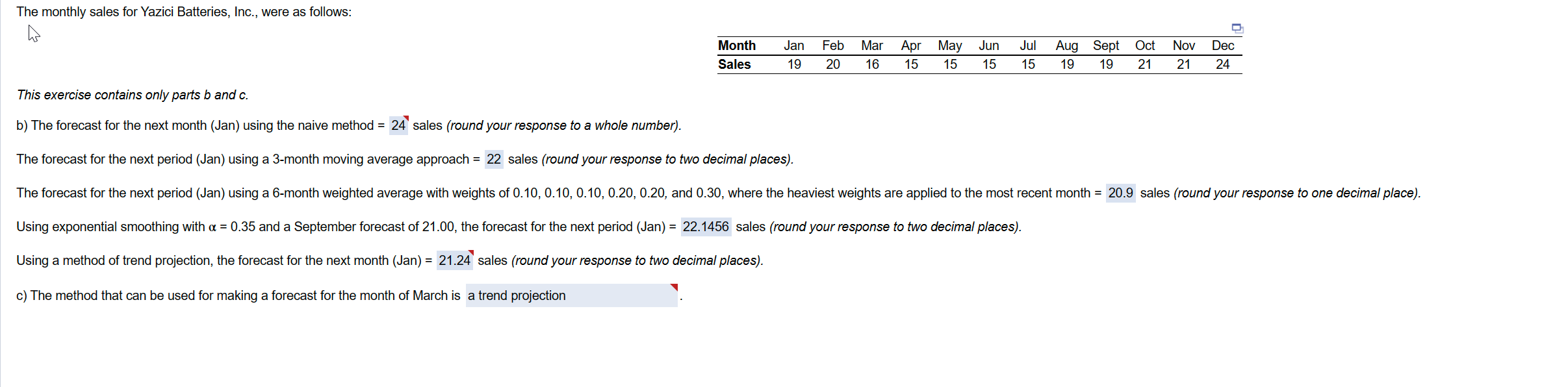 Solved How do you calculate the trend projection for the | Chegg.com