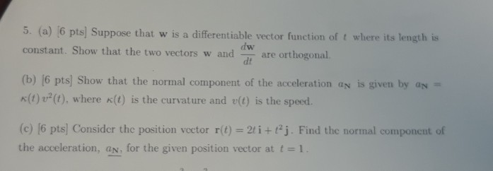 Solved 5. (a) 6 pts Suppose that w is a differentiable | Chegg.com