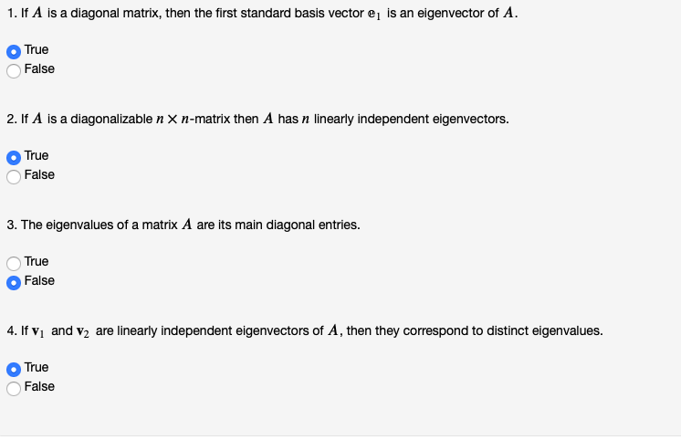 Solved 1. If A is a diagonal matrix, then the first standard | Chegg.com