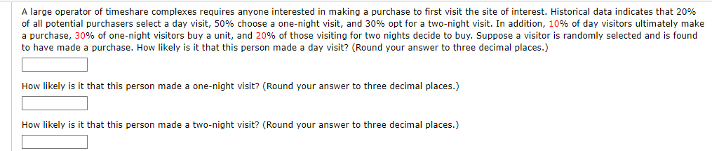 Solved A large operator of timeshare complexes requires | Chegg.com