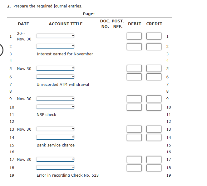 Solved Bank Reconciliation and Related Journal Entries a. An | Chegg.com