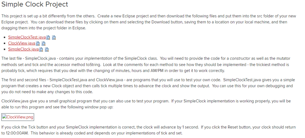 Solved SimpleClockTest.java /* * A program that tests the | Chegg.com