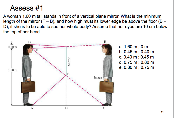 Solved Assess #1 A woman 1.60 m tall stands in front of a | Chegg.com
