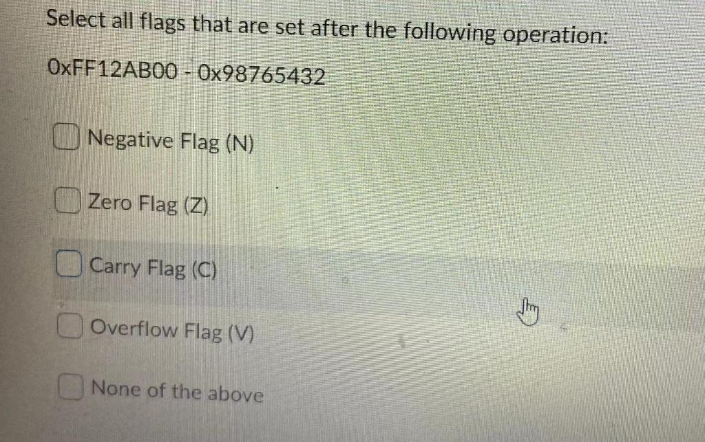 Solved Select all flags that are set after the following | Chegg.com