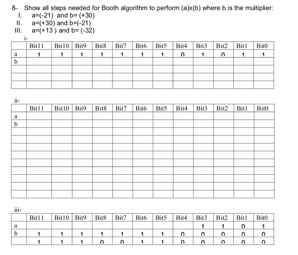 8- Show all steps needed for Booth algorithm to | Chegg.com