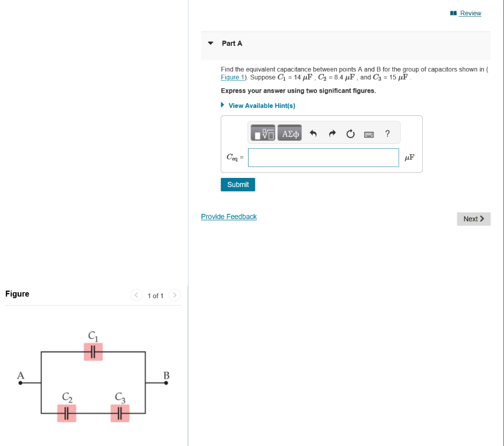 Solved Find the equivalent capacitance between points A and | Chegg.com