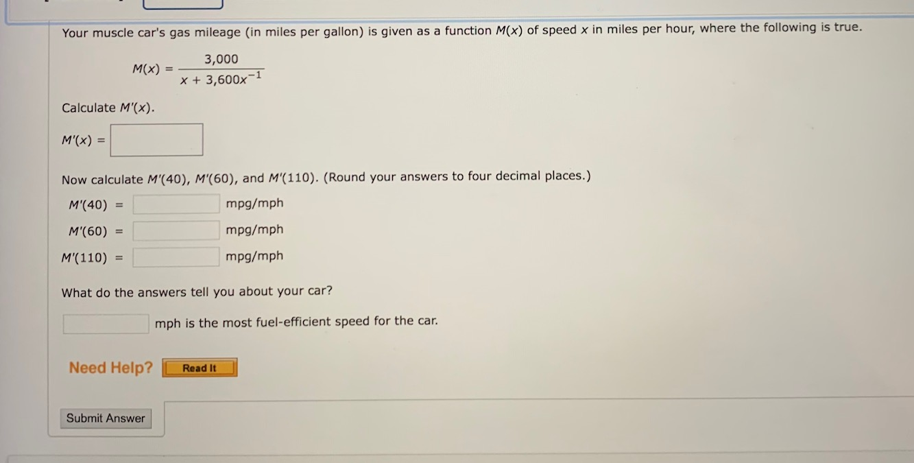 Solved Your muscle car's gas mileage (in miles per gallon) | Chegg.com