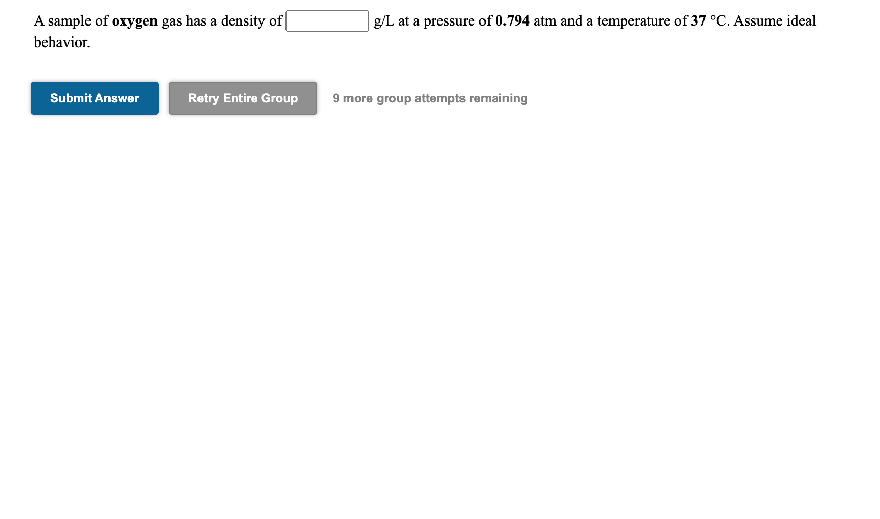 Solved A sample of an unknown gas is found to have a density | Chegg.com