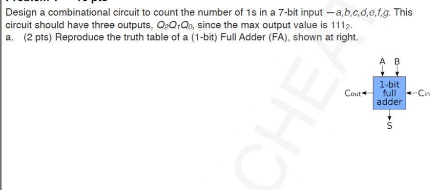 Solved Design a combinational circuit to ﻿count the number | Chegg.com