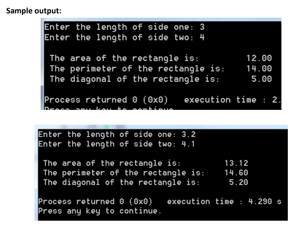 Solved write a program that prompts the user for the two (2) | Chegg.com