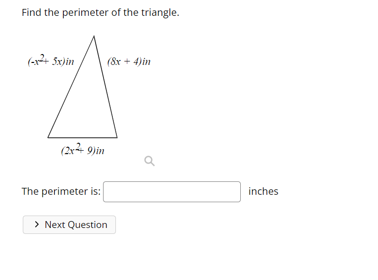 Solved Find the perimeter of the triangle. | Chegg.com