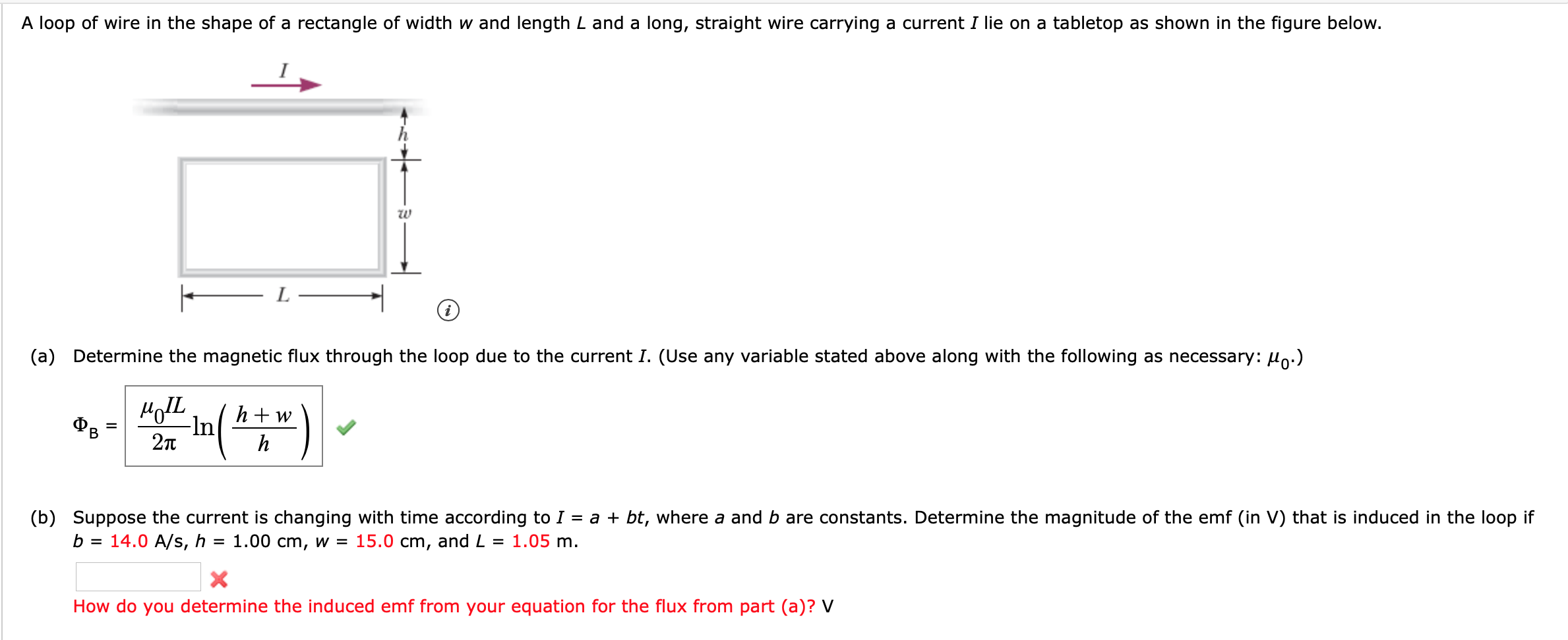 Solved A loop of wire in the shape of a rectangle of width w | Chegg.com